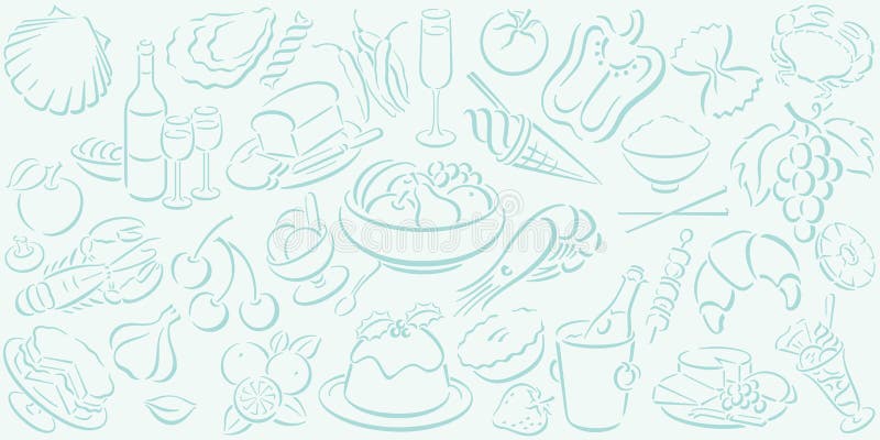 Background with Food Symbols Stock Vector - Illustration of advertising ...