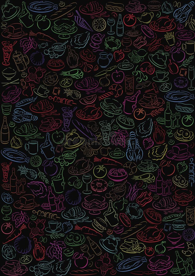 Background With Food Symbols Stock Vector - Illustration of cheese ...