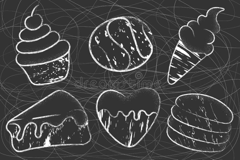 Background Foods Set of Vintage Style. Brush Texture. Doodle Style ...
