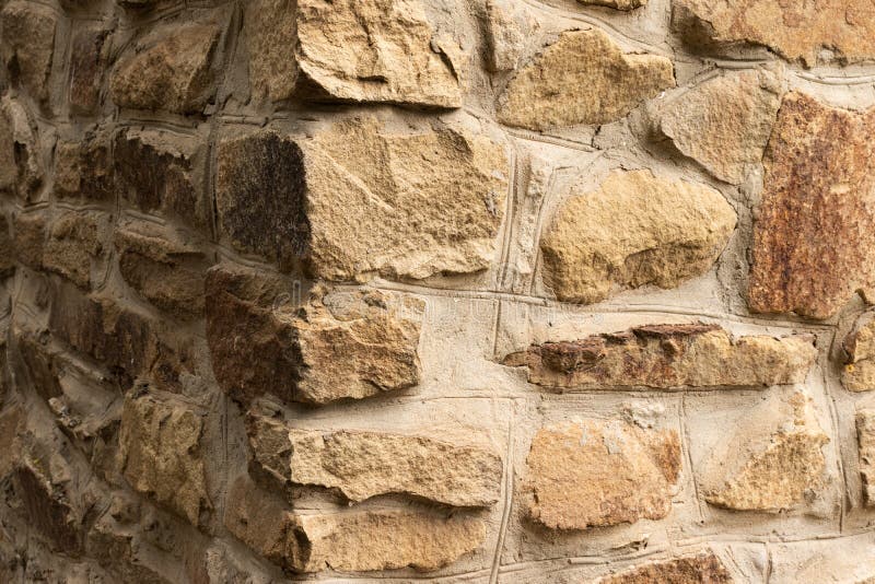 Background in the Form of a Corner of a Stone Wall of a Light Brown ...