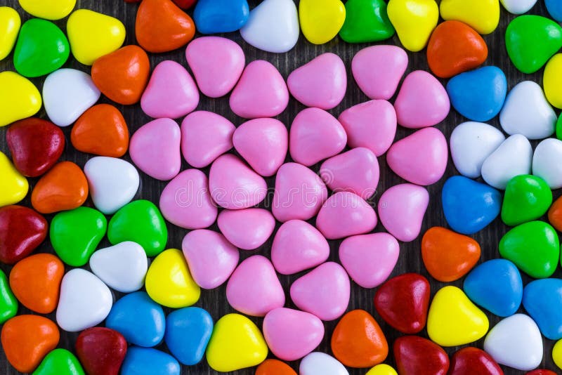 Background in the Form of Small Sweets in the Shape of a Heart Stock ...