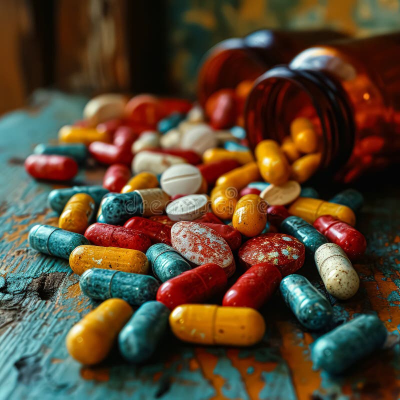 A Background Formed by Assorted Colored Tablets and Pills Stock Image ...
