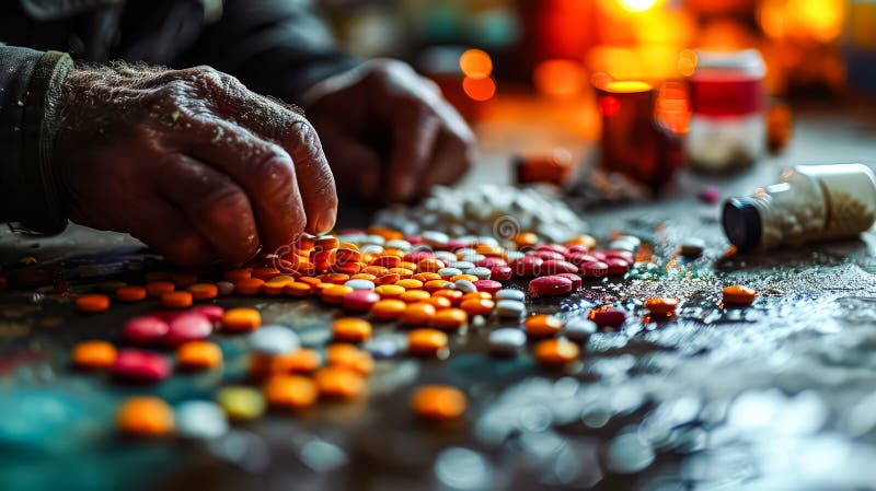 A Background Formed by Assorted Colored Tablets and Pills Stock Photo ...