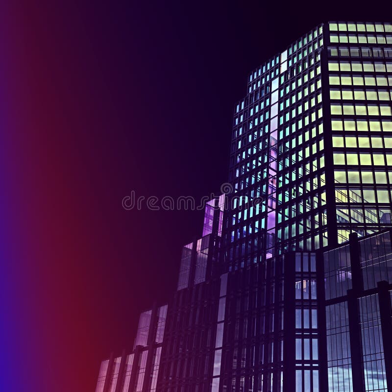 Background with Skyscraper Facades in Plain Blue Stock Illustration ...