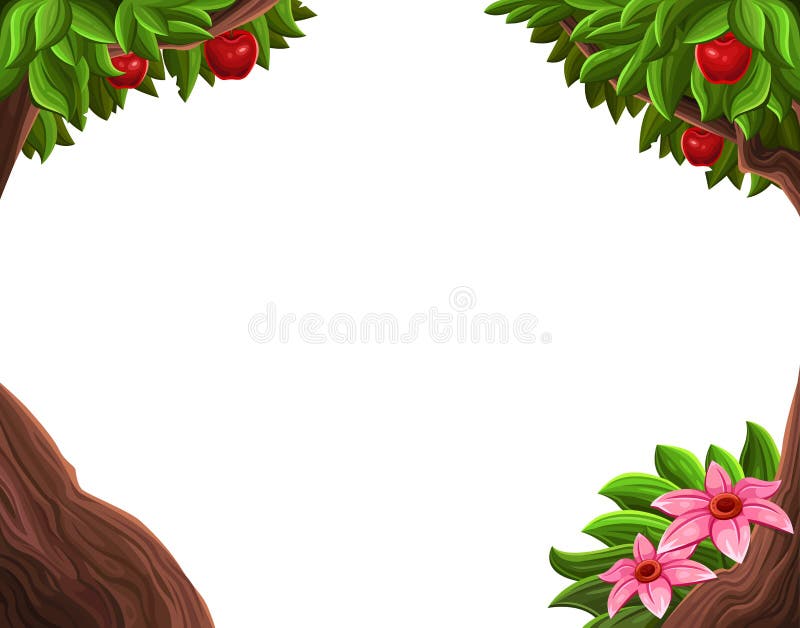 Background Frame with Apple Tree Stock Vector - Illustration of leaf ...