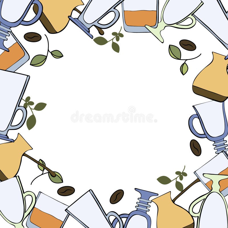 Background Frame with a Border with a Glass for Coffee Drinks Latte ...