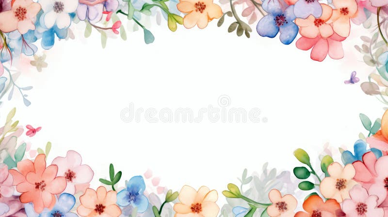Watercolor Spring Flowers Frame Stock Illustration - Illustration of ...
