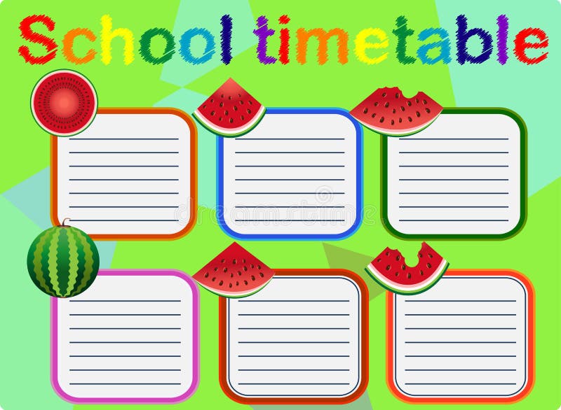 Template School Timetable for Students or Pupils with Days of Week and ...