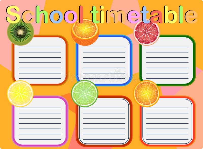 Template School Timetable for Students or Pupils with Days of Week and ...