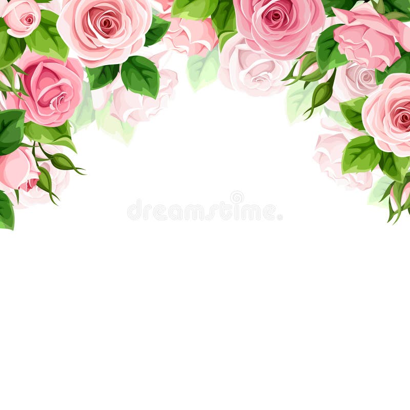 Background Frame with Pink Roses. Vector Card Design Stock Vector ...
