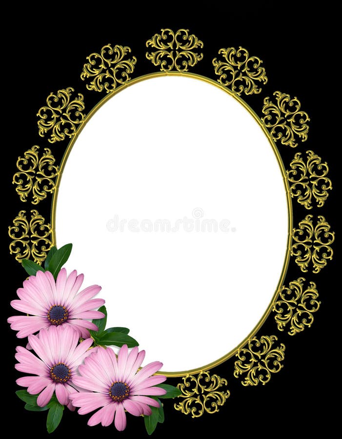 Photo Frame With Purple Flowers Stock Illustration - Illustration of ...
