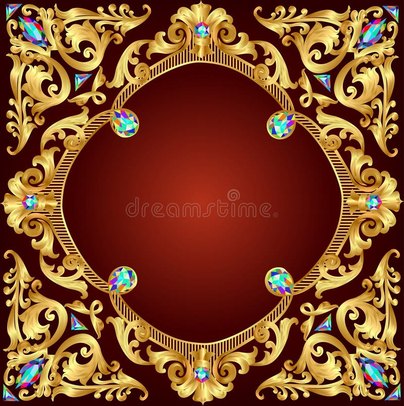 Background Frame Red with Golden Pattern Stock Vector - Illustration of ...