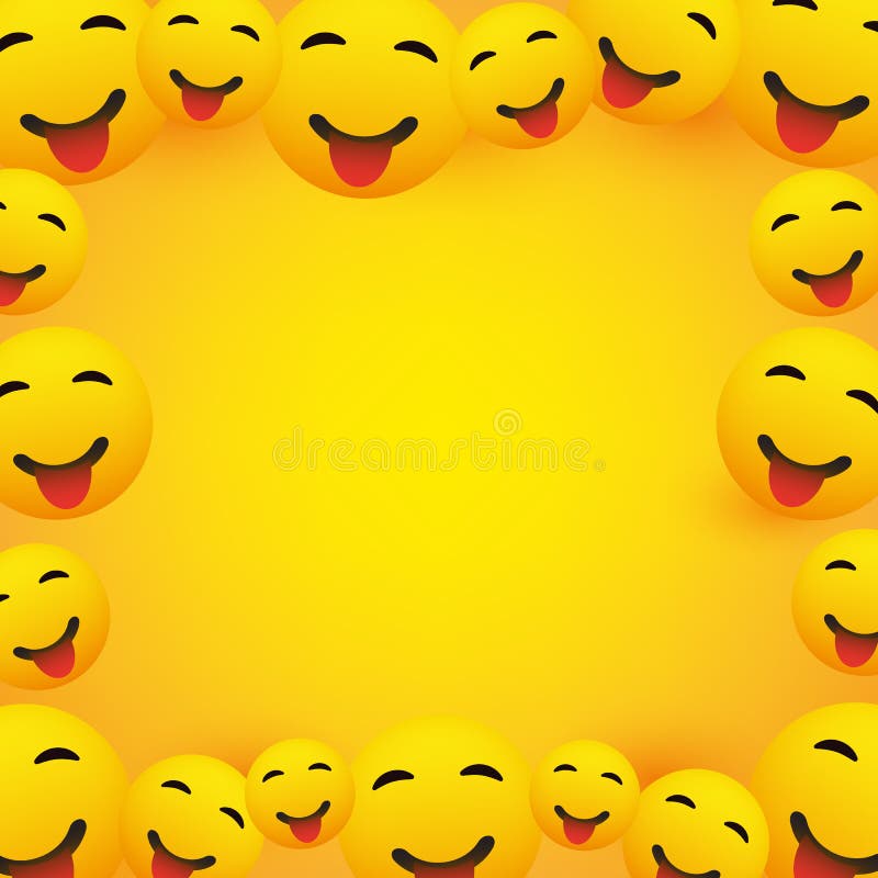 Background Frame with Smiling Emoji with Stuck Out Tongue Stock Vector ...