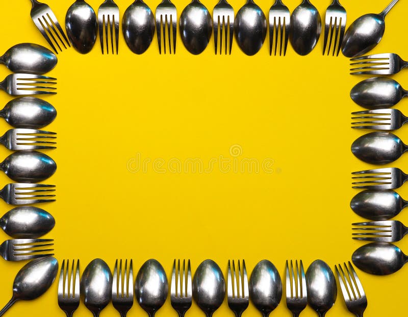 Background, Frame, Texture Designed from Fork and Spoon Stock Photo ...
