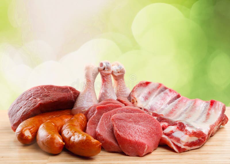 Fresh Raw Meat Background on White Background Stock Photo - Image of ...