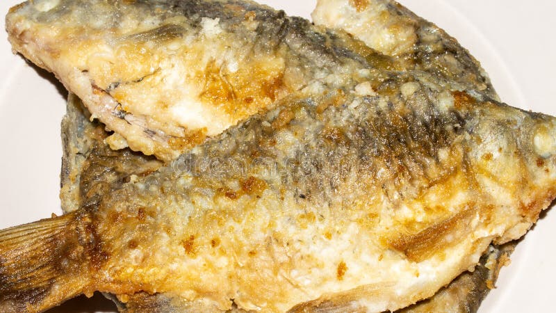 Fried Fish Crucian Carp.Background of Fried Carp. Stock Photo - Image ...