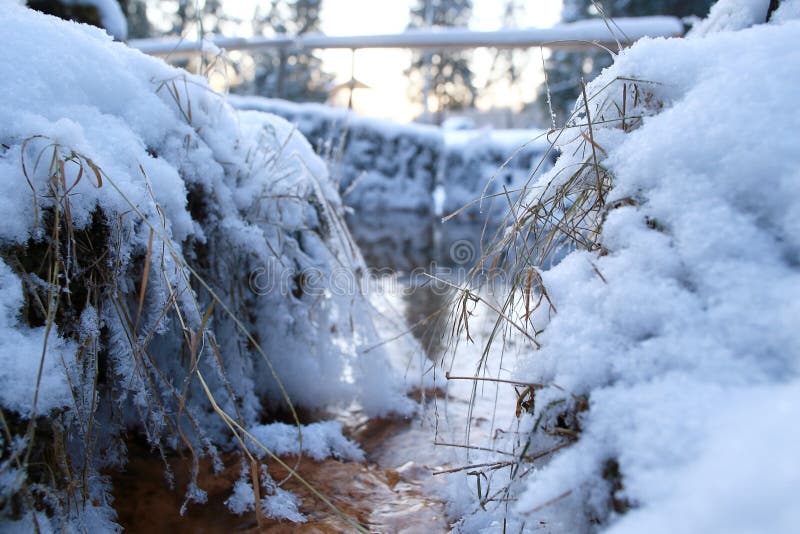Background with Frozen Creek Stock Photo - Image of frost, color: 69414514