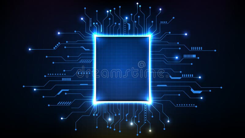 Background of Futuristic Main Core Processor Chips with Circuit Line ...