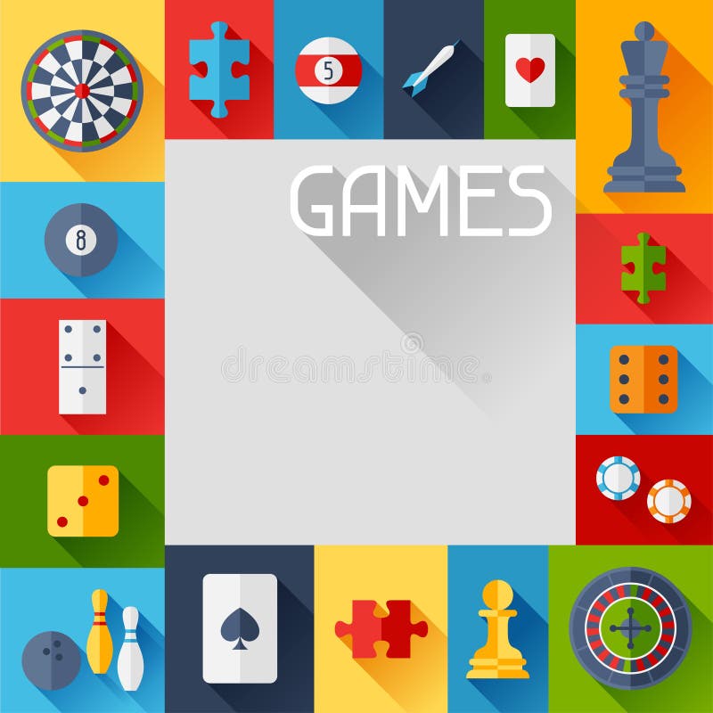 Set of Game Icons in Flat Design Style Stock Vector - Illustration of ...