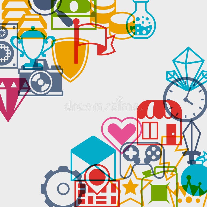 Background with Game Icons in Flat Design Style Stock Vector ...