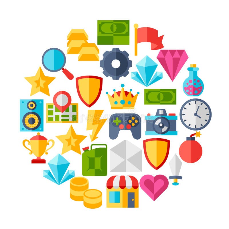Background with Game Icons in Flat Design Style Stock Vector ...