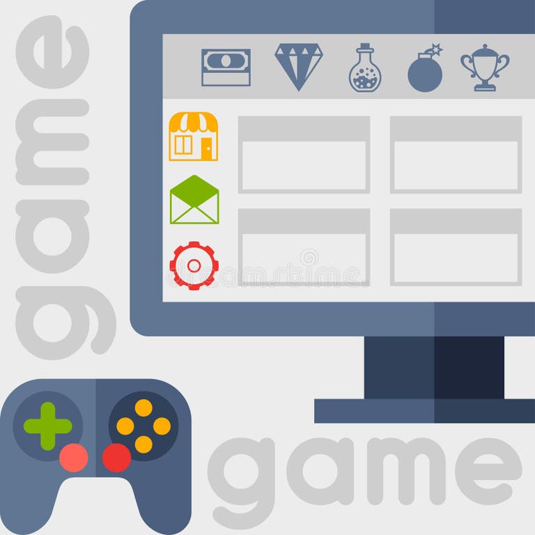 Background with Game Icons in Flat Design Style Stock Vector ...