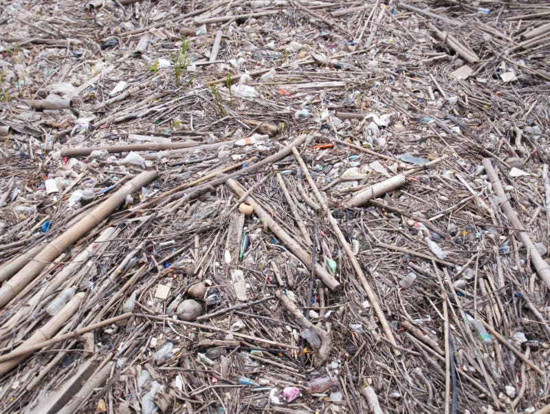 Background of Garbage Pile with Wood Sticks and Plastic Stock Image ...