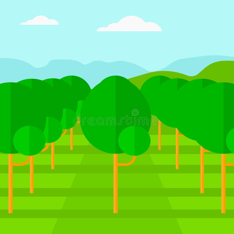 Background of Garden with Fruit Trees. Stock Vector - Illustration of ...