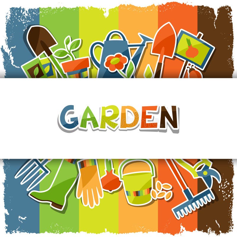 Set of Garden Sticker Design Elements and Icons Stock Vector ...