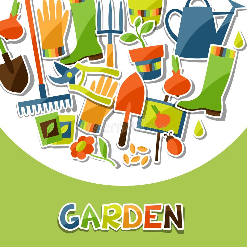 Set of Garden Sticker Design Elements and Icons Stock Vector ...