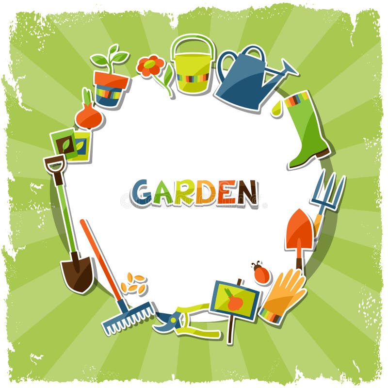 Set of Garden Sticker Design Elements and Icons Stock Vector ...