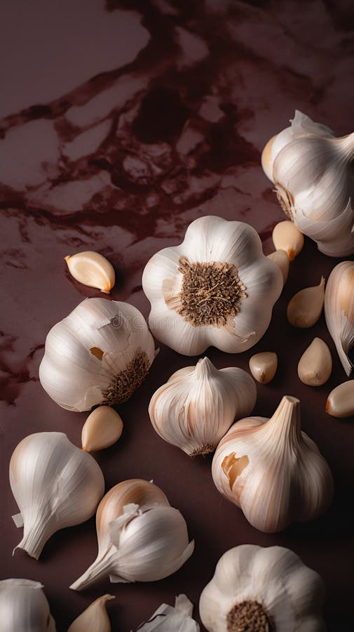 Background of Garlic Cloves Pattern. Realistic Illustration. Close-up ...