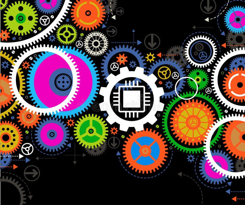 Background gears colour. stock vector. Illustration of design - 109387737