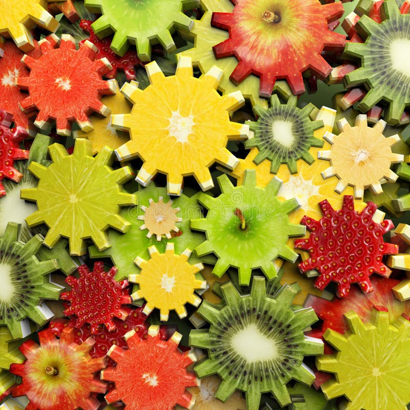 Background of Gears Made with Fruit Stock Photo - Image of healthy ...