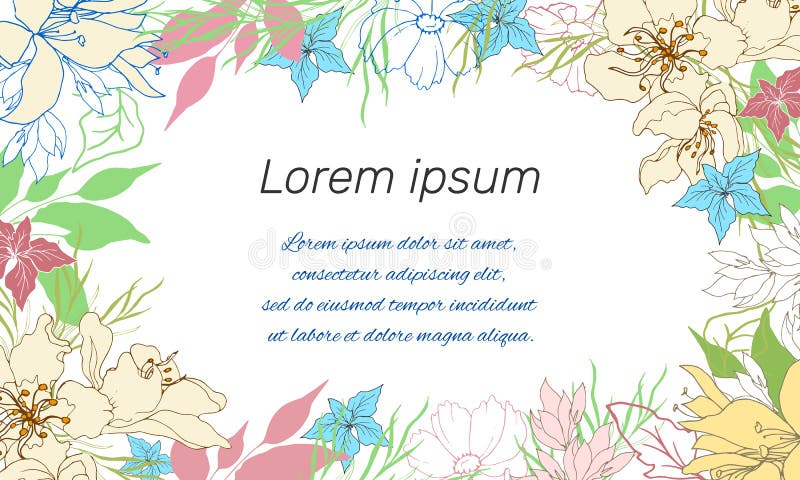 Background with Gentle Painted Flowers. Elegant Refined Text Frame ...
