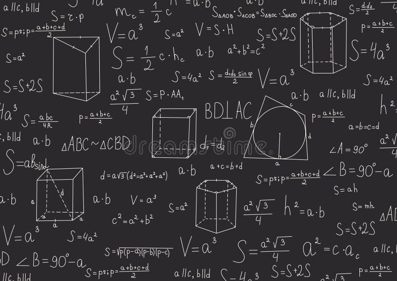 Background with Geometric Formulas and Handwritten Numbers. Back To ...