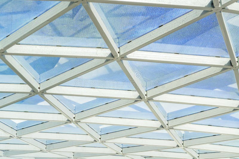 Background of Glass and Metal Ceiling, Building Construction Stock ...
