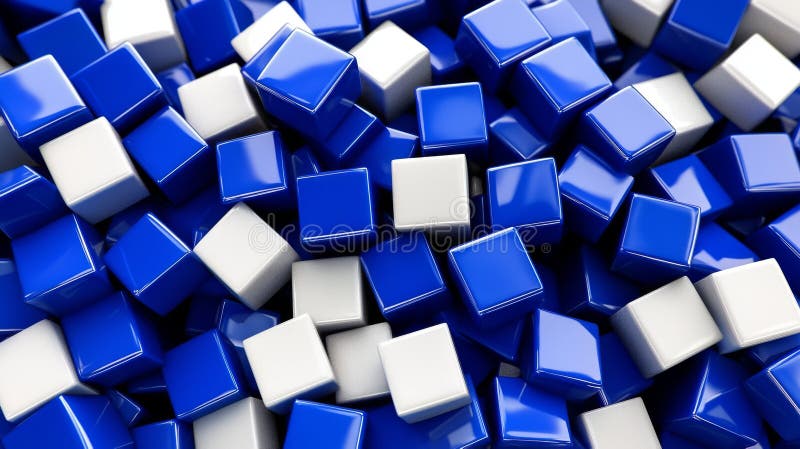 Background of Glossy Cubes in Blue and White. Stock Photo - Image of ...