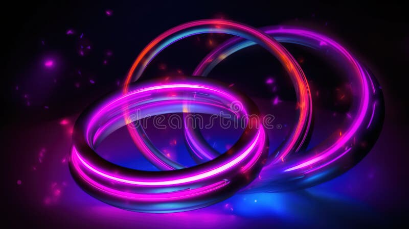 Background with Glowing Circles. Magic Neon Rings Stock Illustration ...