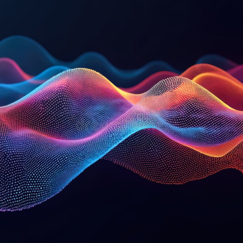 Background with Glowing Light Blue and Red Lines, Particles of Data ...