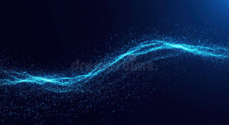 Background with Glowing Navy Blue and Light Blue Lines, Particles of ...