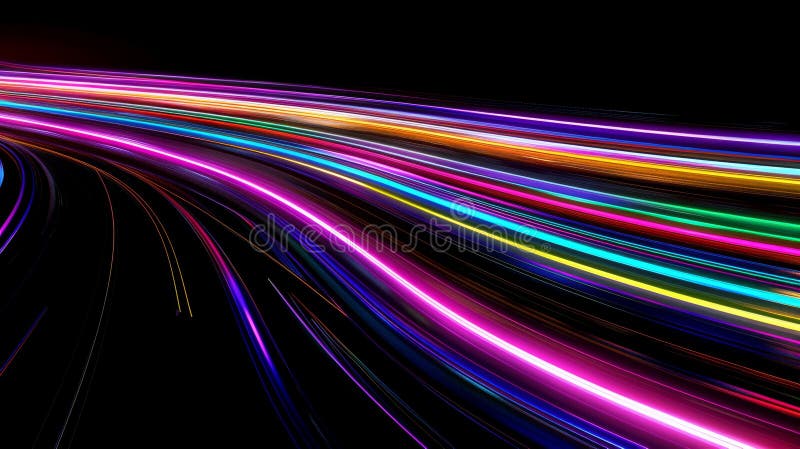 Background with Glowing Neon Curvy Lines in 3D Rendering. Modern ...