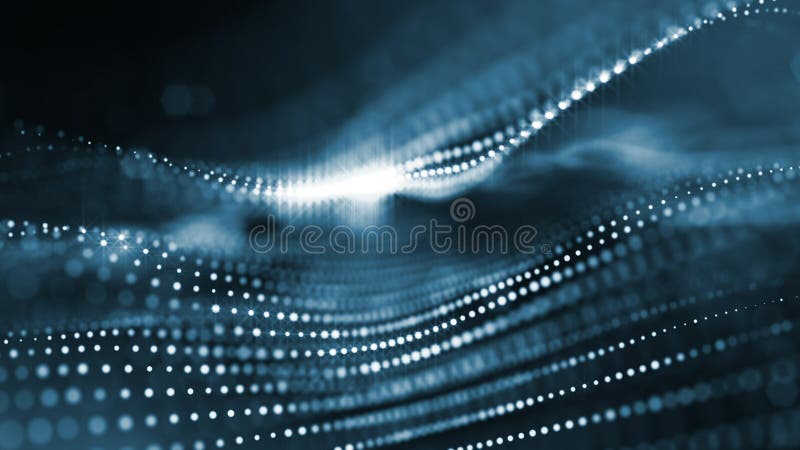 Blue Background of Glowing Particles with Depth of Field and Bokeh As ...