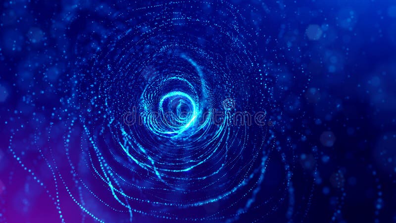 Blue Background of Glowing Particles with Depth of Field and Bokeh As ...