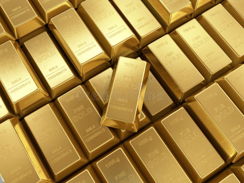Background of Gold Bars Close Up Stock Illustration - Illustration of ...