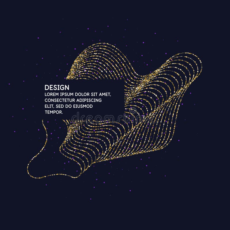 Background with Gold Glitter. Poster with Lines Consisting of Particles ...