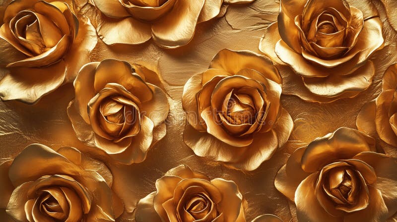 A Background with Gold Metallic Roses Stock Photo - Image of plant ...