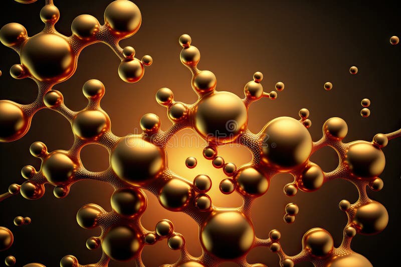 Background of Gold Molecules for Cosmetic Goods Stock Illustration ...