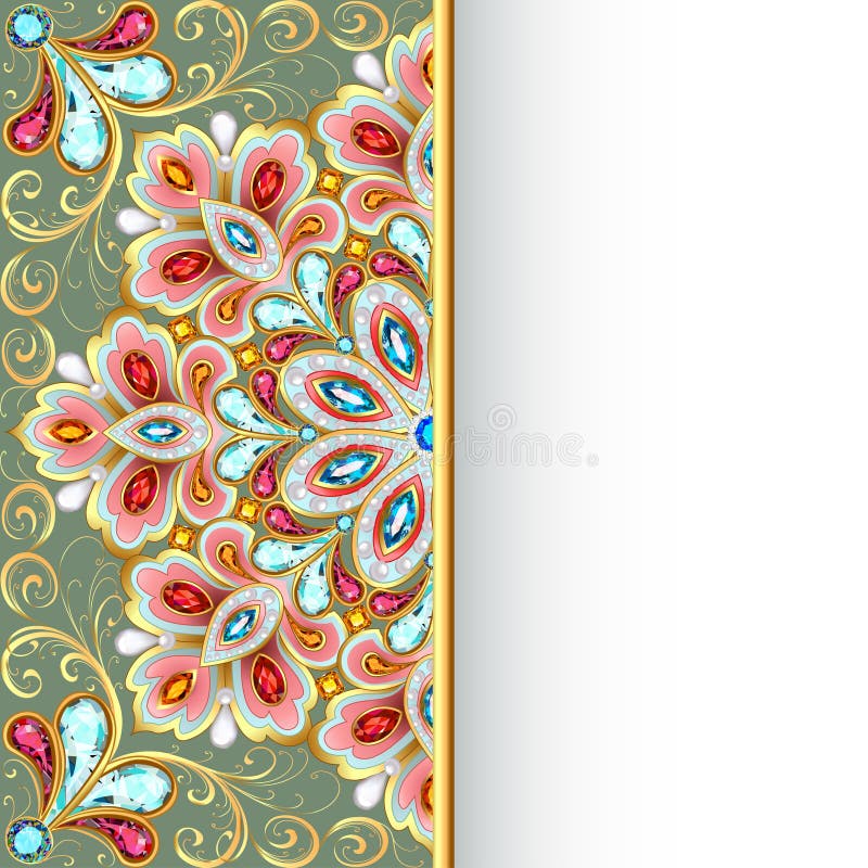 Background with Gold Pattern Round Gems Copy Space Stock Vector ...