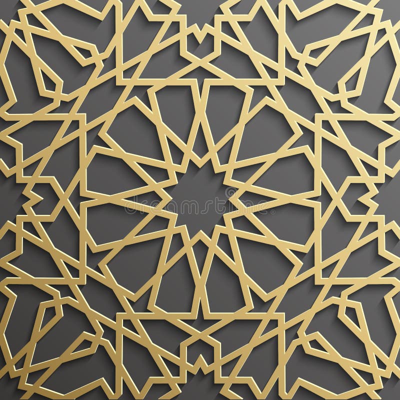 Background with Gold Seamless Pattern on Black Backgroud in Islamic ...